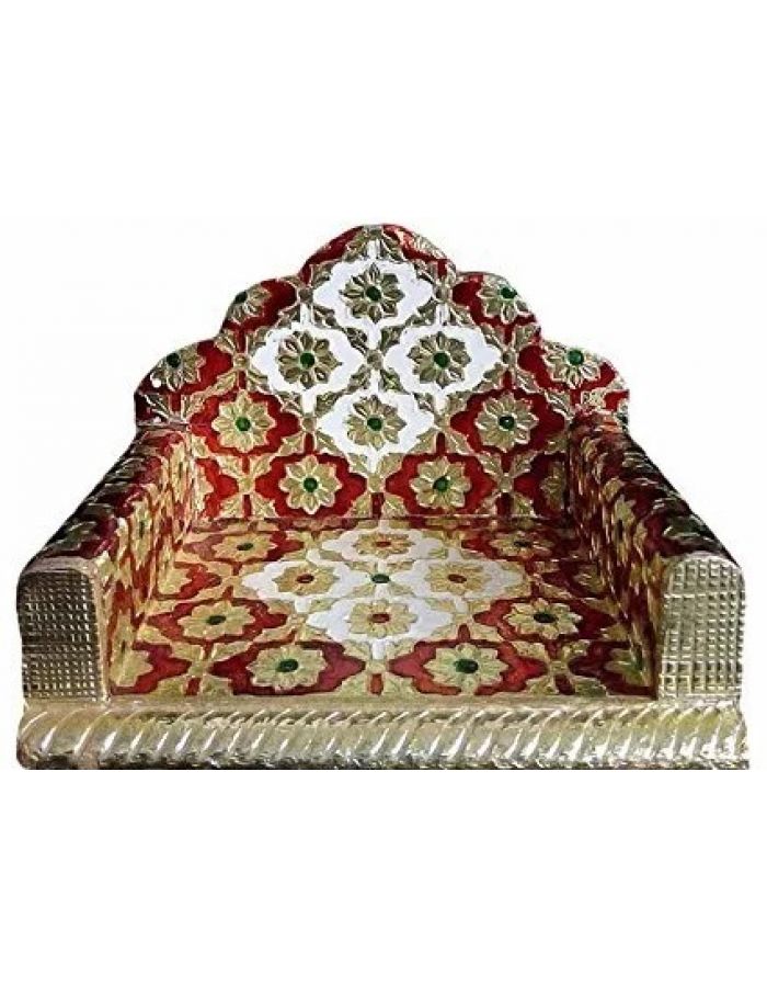 Home POOJA ITEMS AASAN MANDIR CHOWKI singhasan wooden meenakari ...