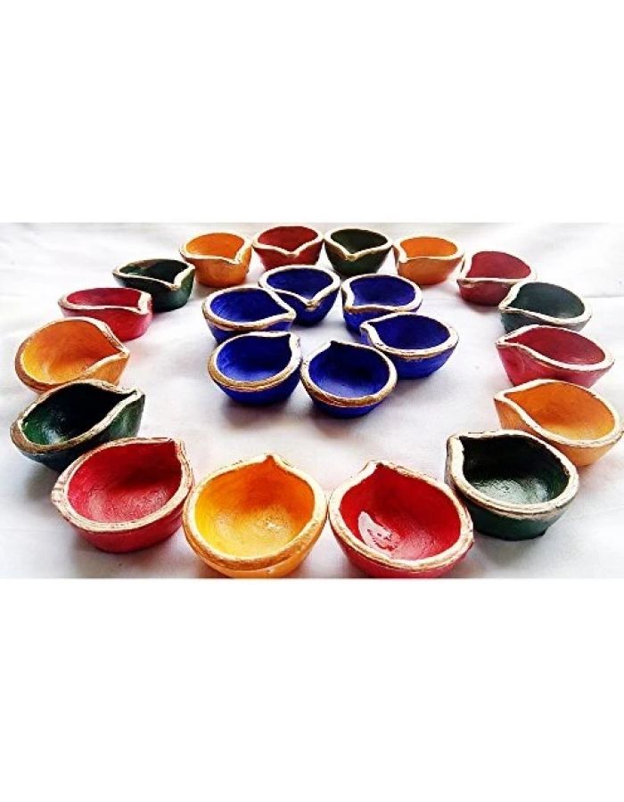 Diwali diya, clay diya colorful diya set of 21