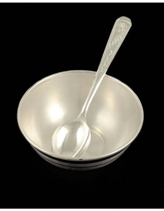 Silver bowl spoon set chandi ki katori chamach set code 1