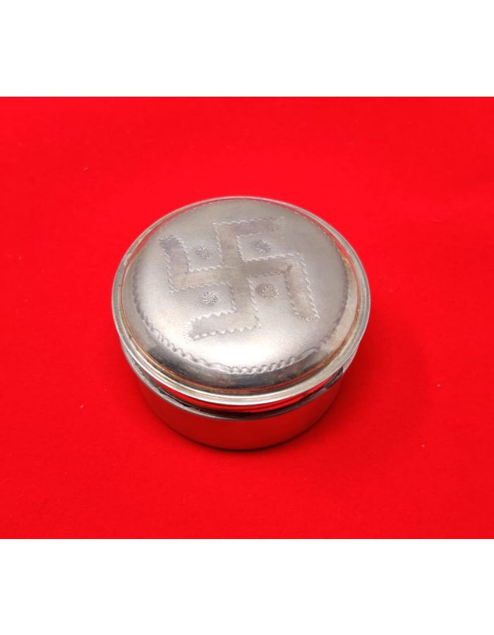 Silver box round 22gm shape chandi ki dibbi