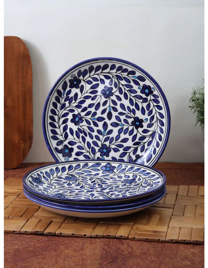 Ceramic plate blue pottery plate set of 6 Royal