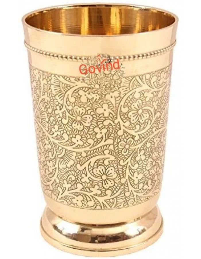 Brass glass brass tumbler peetal ka glass meena carving