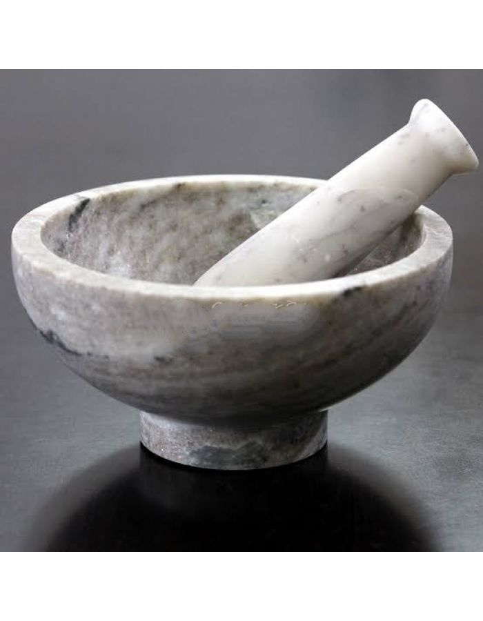 Mortar pestle white stone gurukul style kharal musal