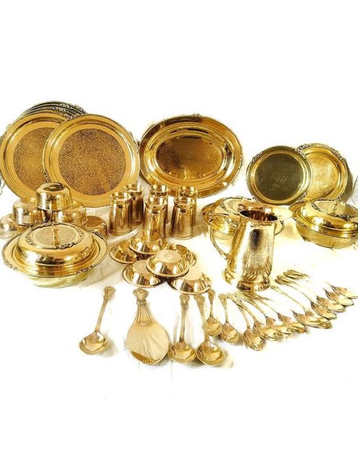 Brass dinner set 51 piece complete dinner set of brass