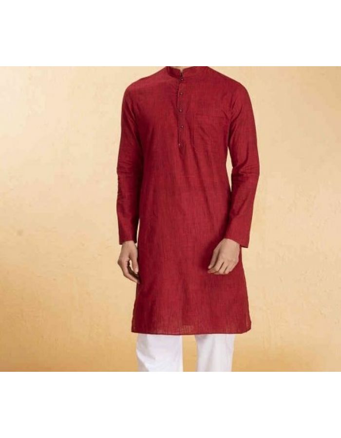 Red cotton kurta for Pooja