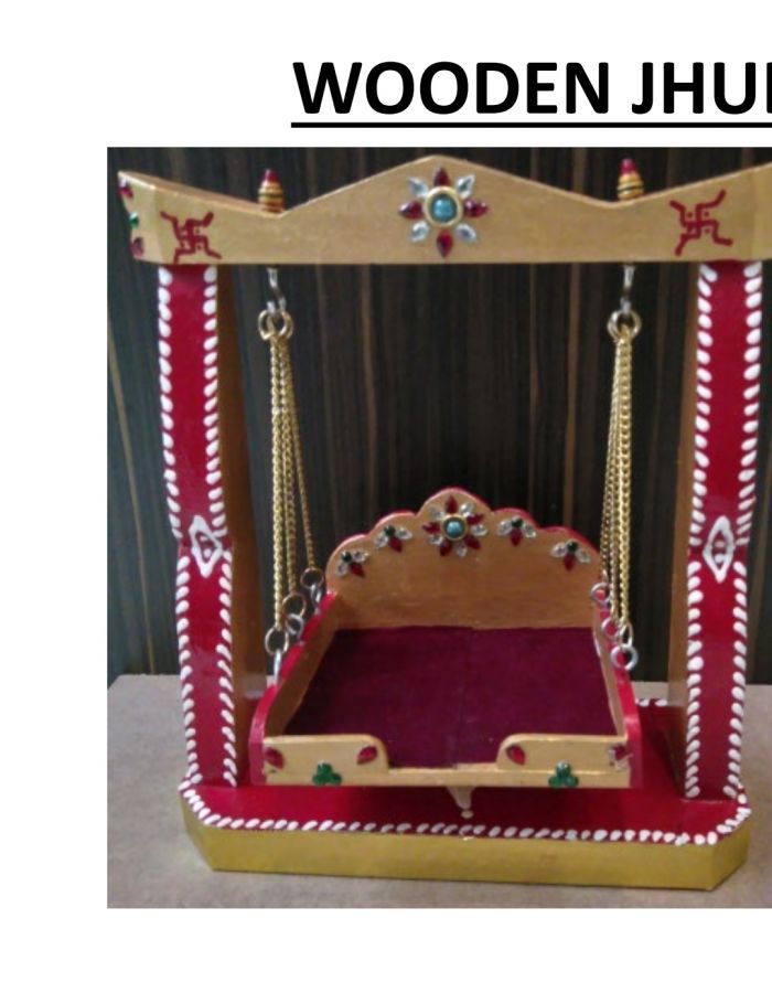 Jhula laddu gopal wooden swing jhoola wood kala 10 inches