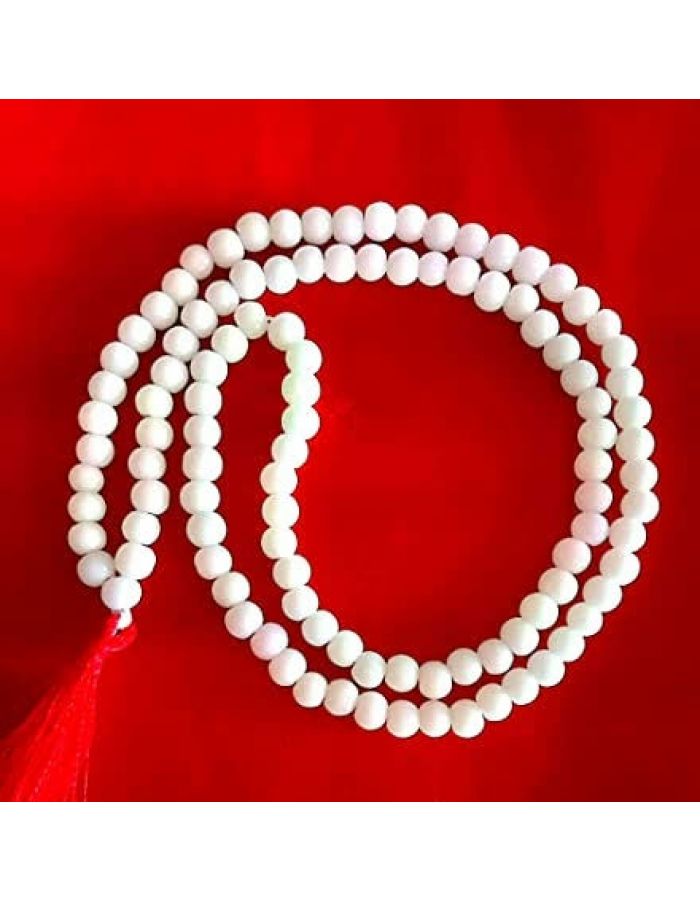 White agate mala natural white hakik mala 6mm safed hakik mala 108 beads
