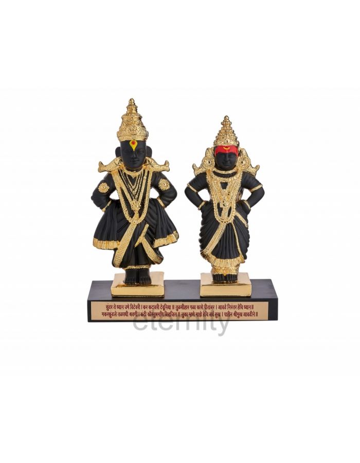 Vitthal Rukmini idol gold foil plated Vitthal Rukmini statue