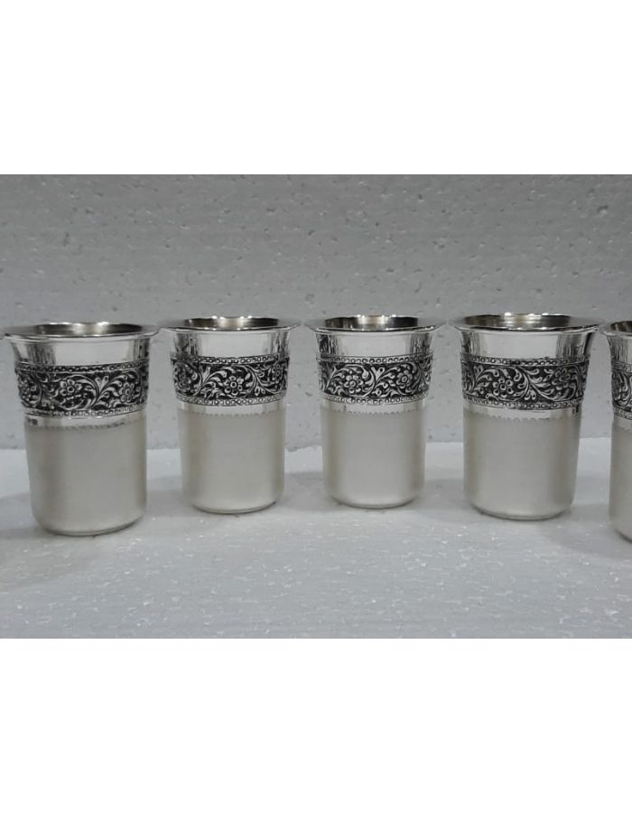 Silver glass pure silver tumbler designer chandi glass 4.5 inches