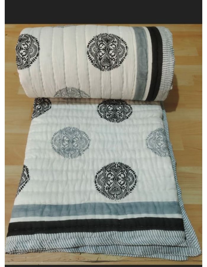 Cotton ac quilt handblock print pure cotton machine wash quilt double ...