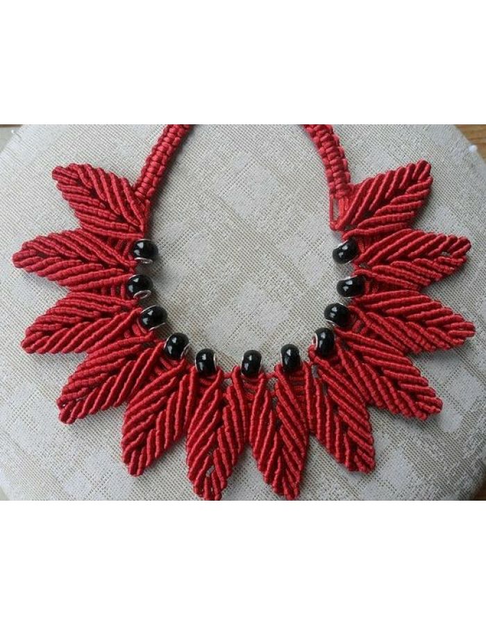 Handmade thread necklace beautiful handmade macrum thread necklace red