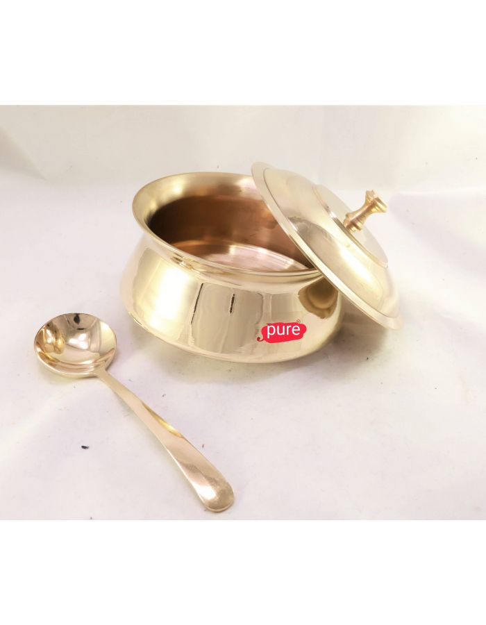 Bronze serving donga with spoon bronze handi casserole kansa handi ...