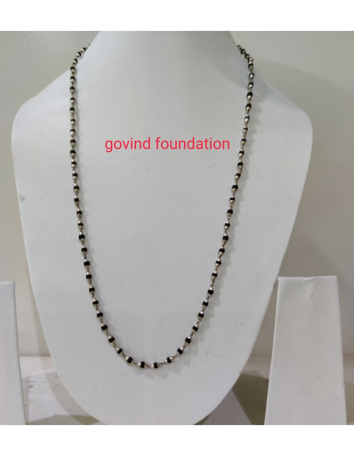 Silver Tulsi mala Black Tulsi Silver chain