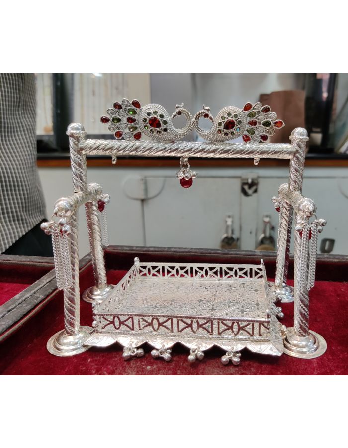 Pure Silver jhula 6 inches silver swing chandi ka jhula