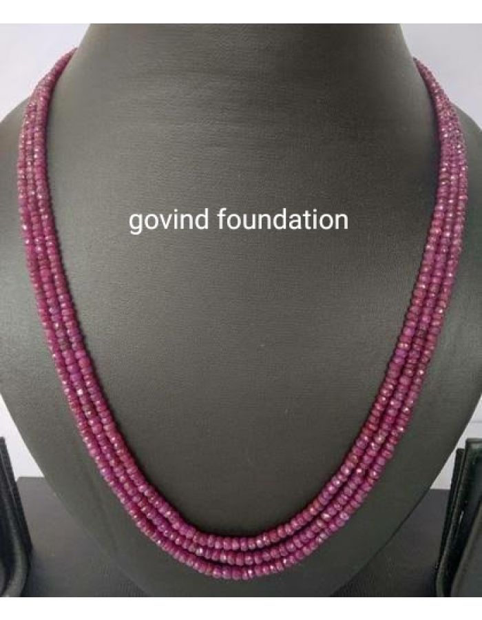 Real ruby necklace original ruby mala 3 lines natural ruby necklace