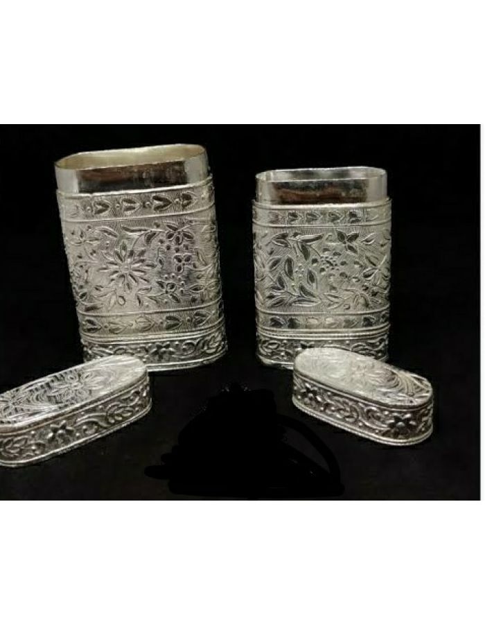 Silver Supari box jar shape pure silver box for supari , cardamom
