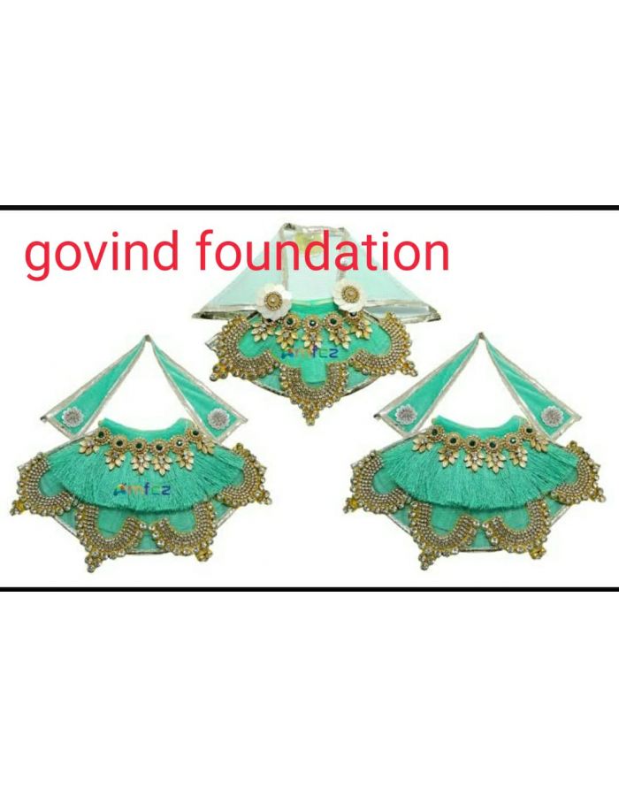 Jagannath Baladeva Subhadra Dress set sea colour with work