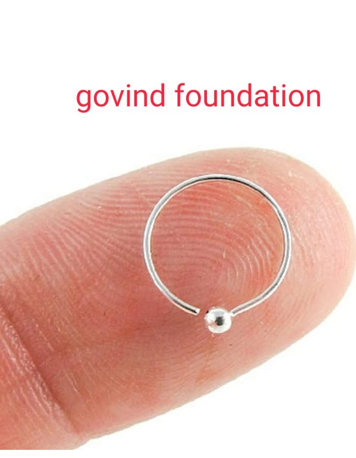 Nose ring hoop with ball pure silver nose ring ball design