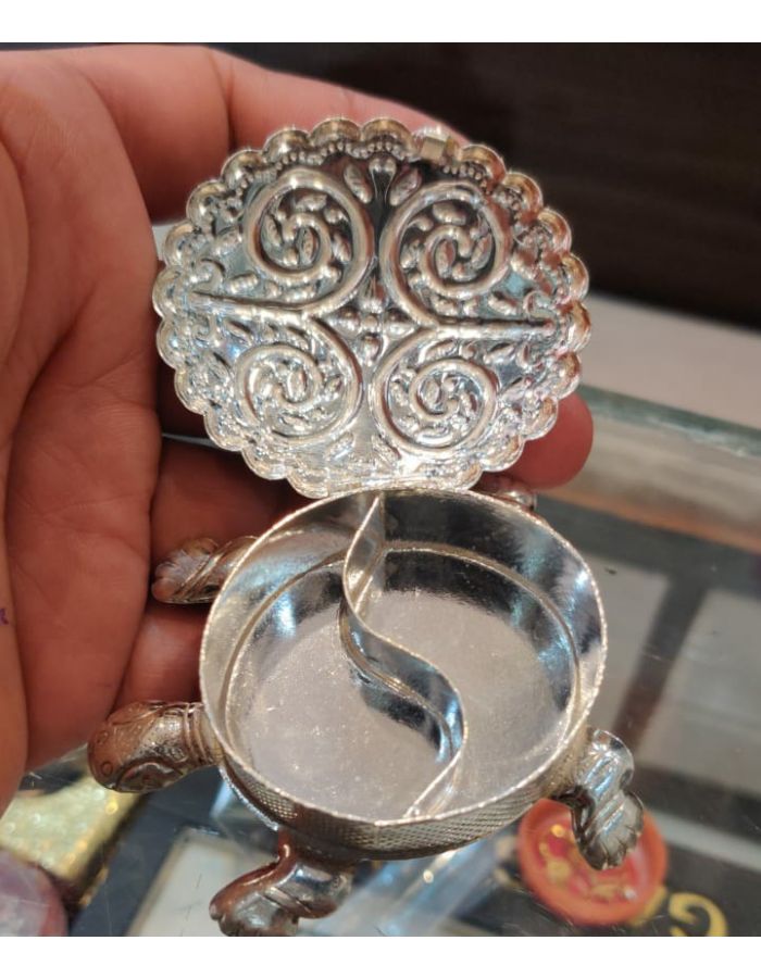 Silver box Tortoise with 2 section pure silver tortoise kumkum box