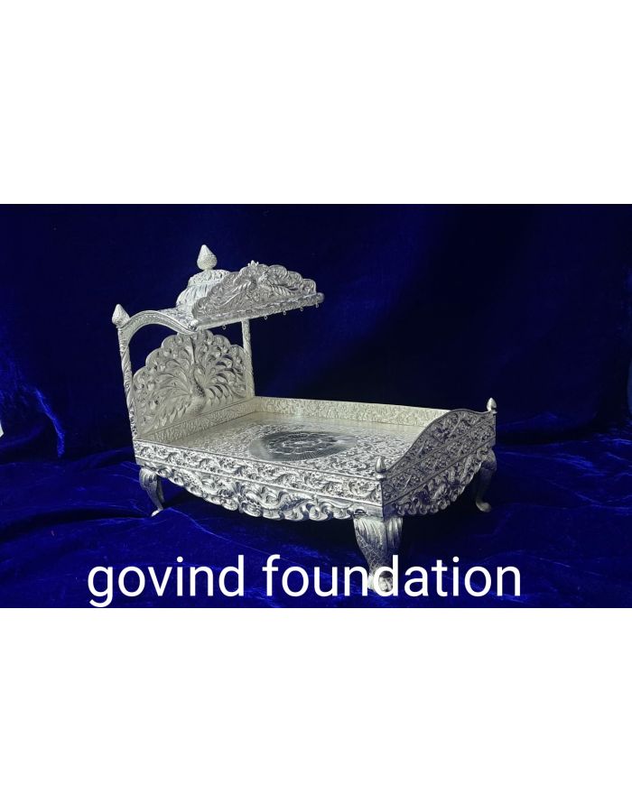 Pure Silver bed for laddu gopal 6×3 inches chandi ka bed