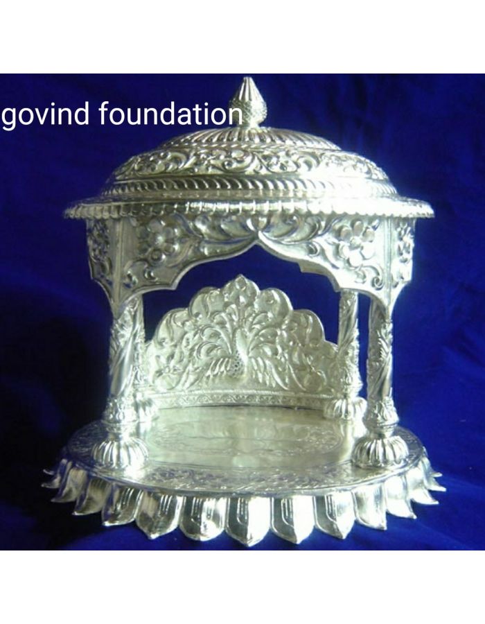 Silver temple for home 8×7 inches pure silver temple for diety