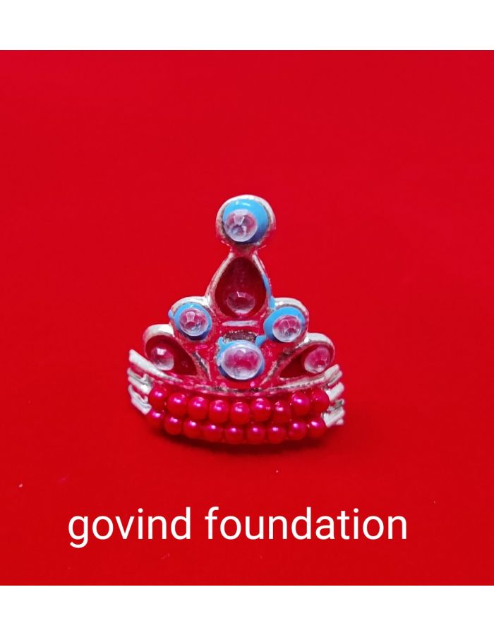 Silver mukut with stone work for laddu Gopal silver crown with stone ...