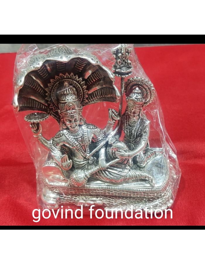 Silver laxminarayan on sheshnaag pure silver Vishnu laxmi ji on ...