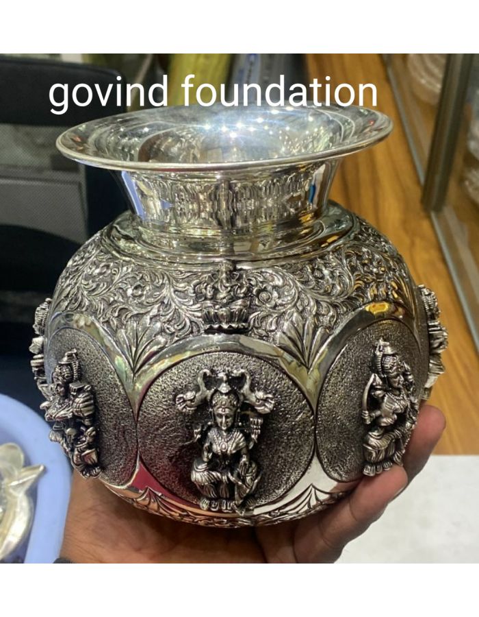 Silver Laxmi kalash pure silver kalash