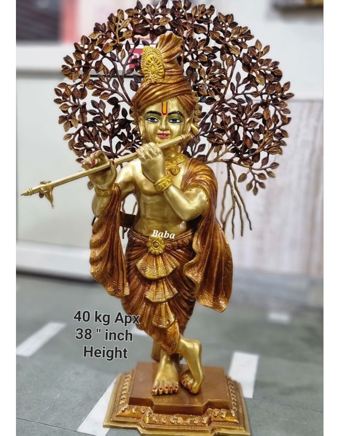 Brass Krishna idol 38 inches beautiful fine finish Krishna idol 40kg ...