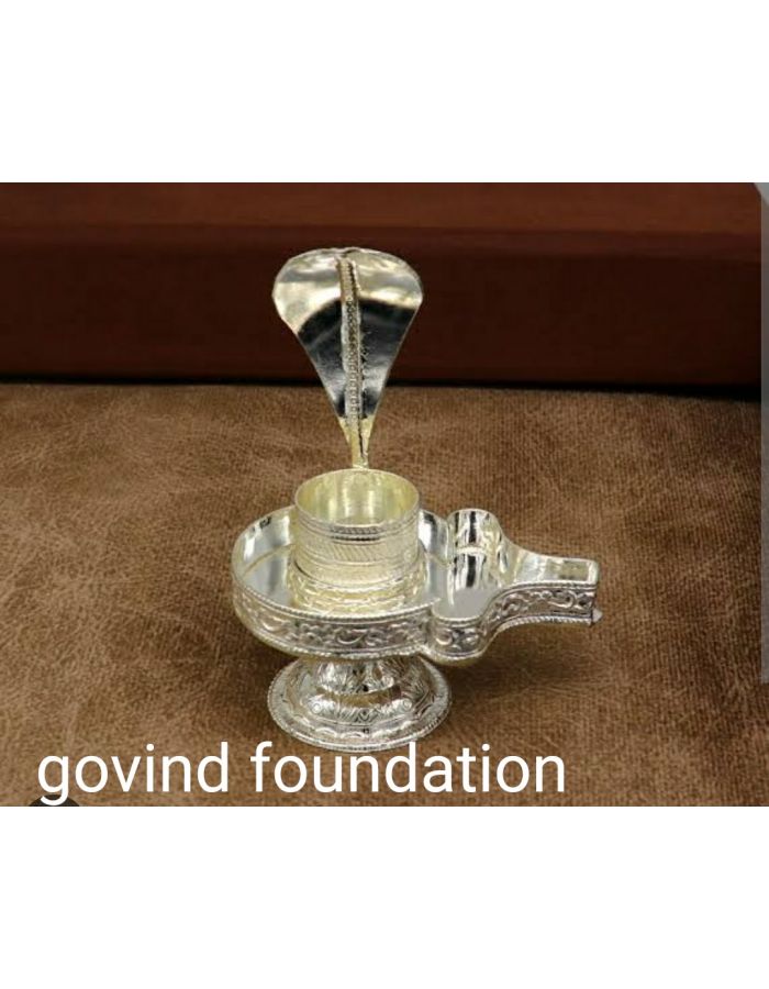 Shivling Stand in Silver Pure Silver Shivling jaleri with nag