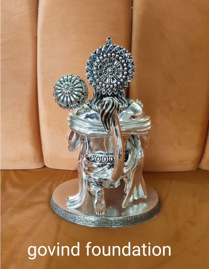Silver Hanuman Idol 15 Inches Hanuman Statue in pure silver