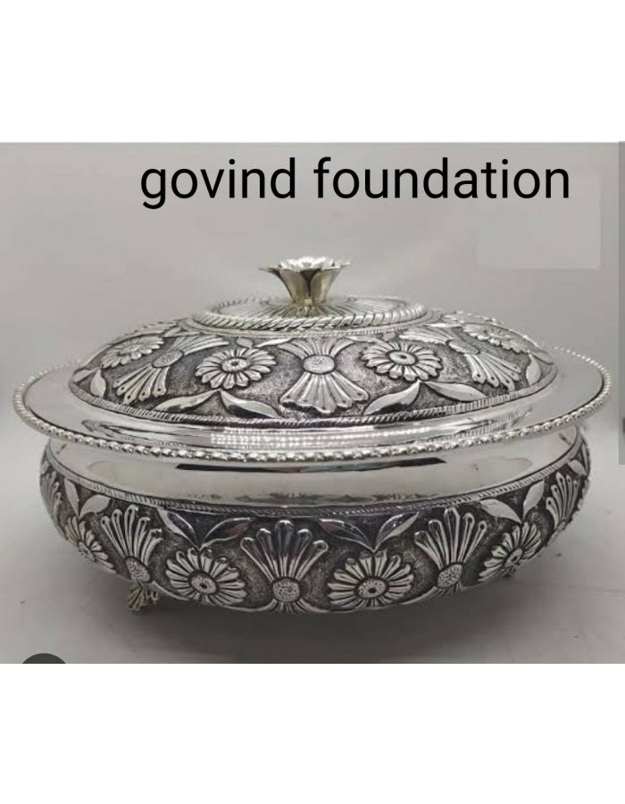 Silver Donga Silver Serving Bowl with Lid Antique design