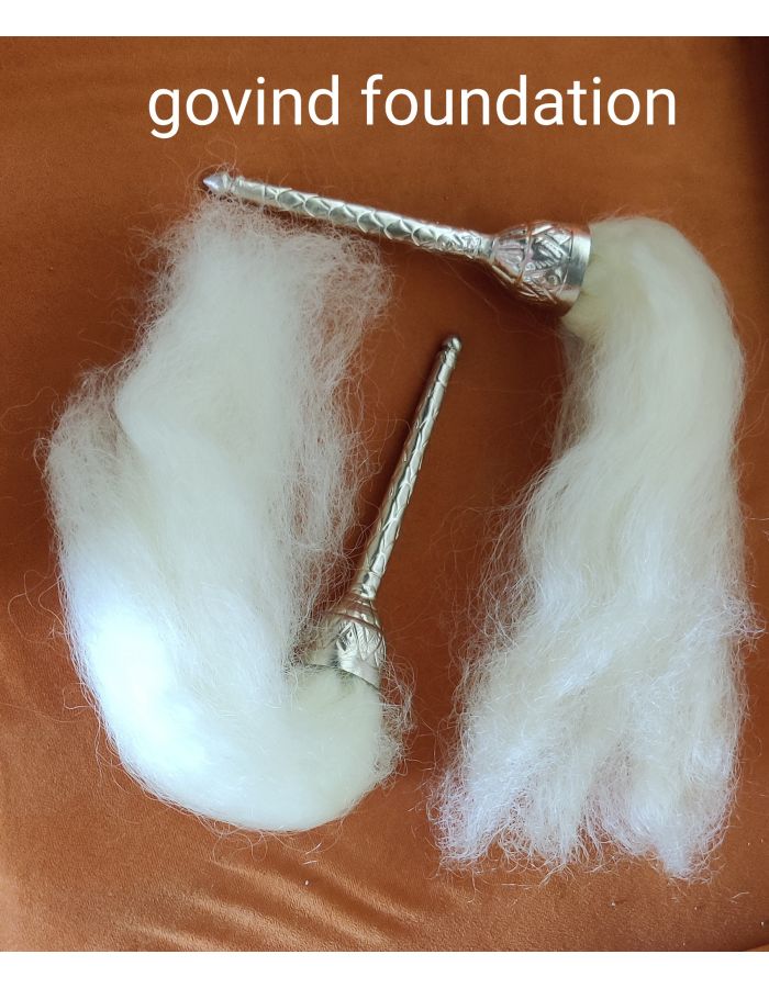 Chamar With Silver handle 8 inches Original yak tail hair Chanwar with ...