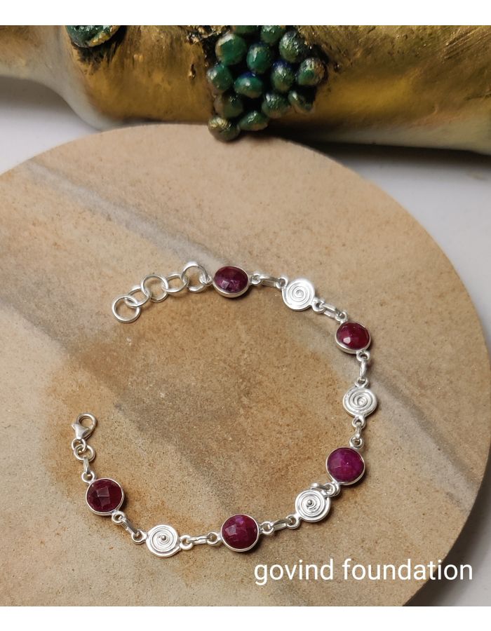 Ruby Silver Bracelet Silver Bracelet with Ruby stones