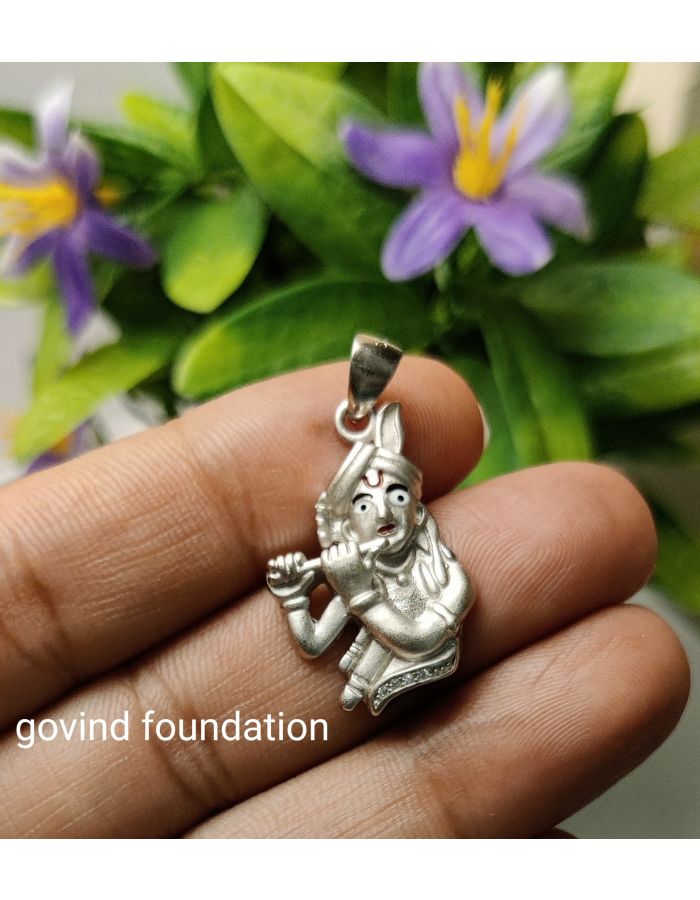 Silver Krishna Locket fine finish pure silver Krishna Locket colorful