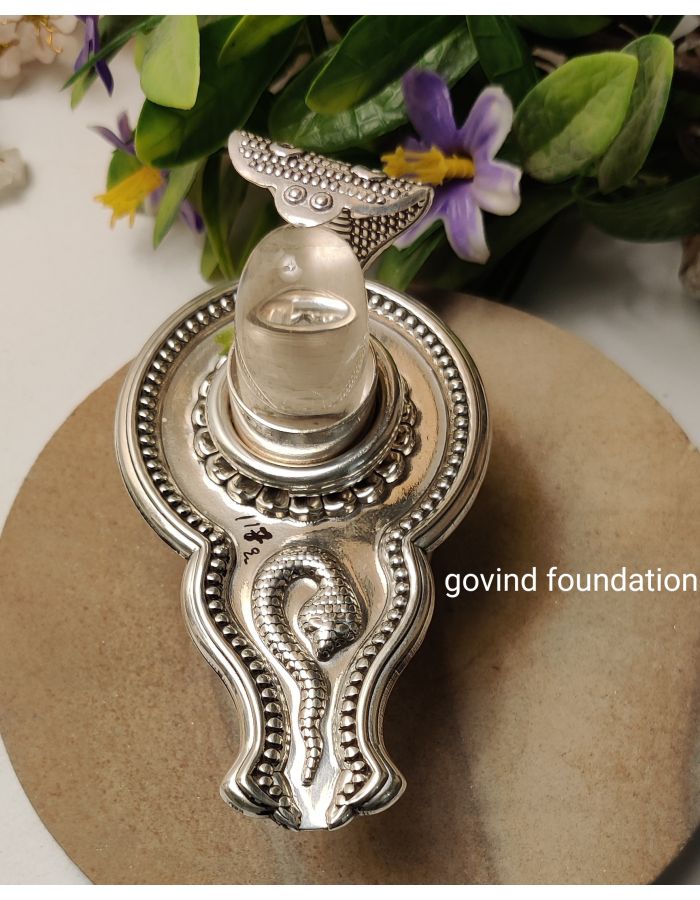 Sterling Silver Shivling Stand With crystal lingam Silver Shivling ...