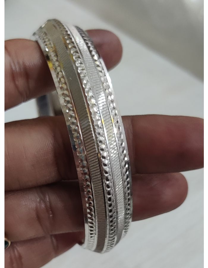 Sterling silver kada with diomond cut Punjabi Silver kada for men