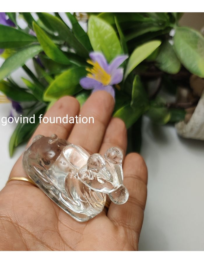 Crystal Nandi statue 5cm Sphatik Nandi murti