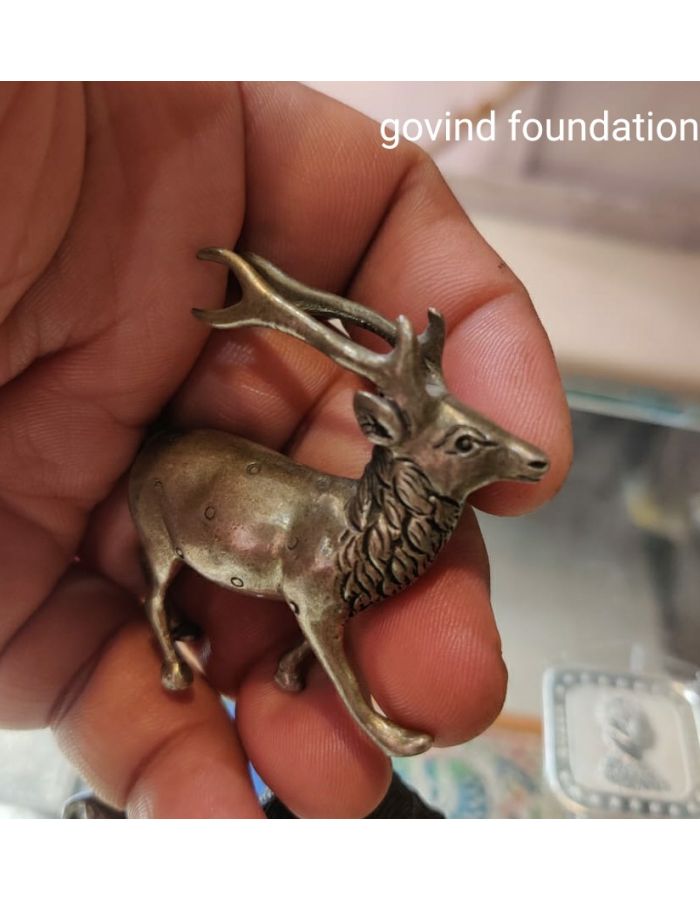 Home PURE SILVER ITEMS SILVER ANIMAL FIGURE Silver Deer Statue 2 inches ...