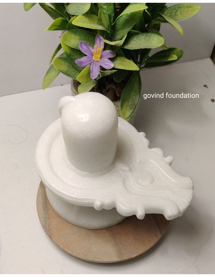 White marble shivling 6 inches Fine Marble Shivling