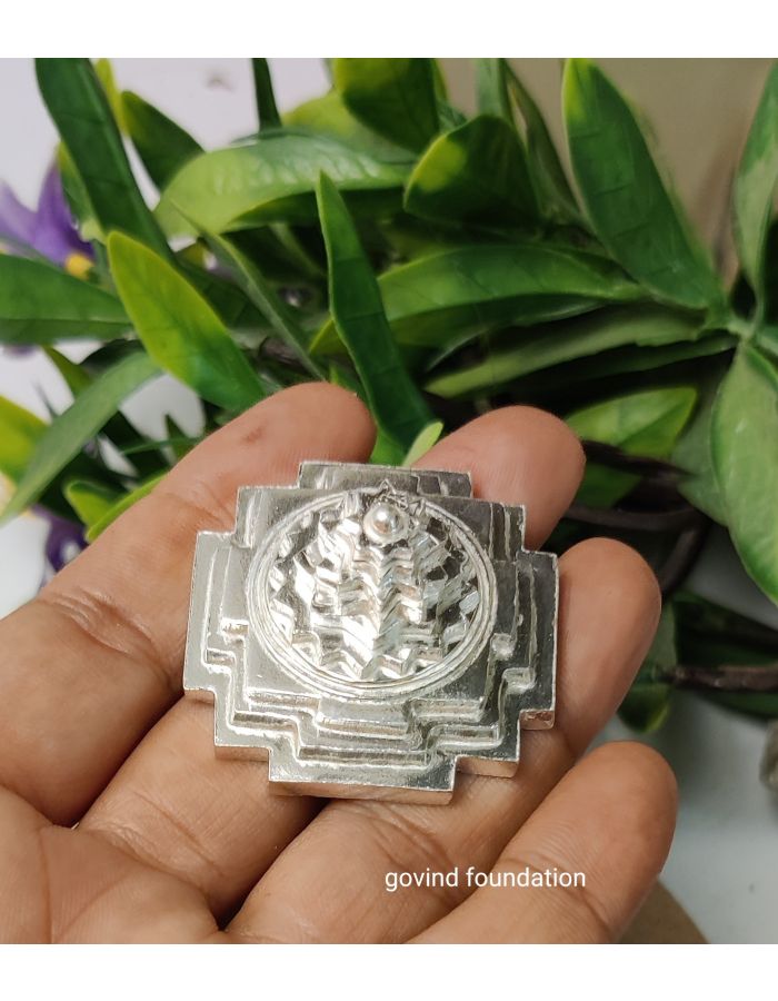 Silver Shriyantra Meru 3×3cm 55gm pure Silver meru Shriyantra