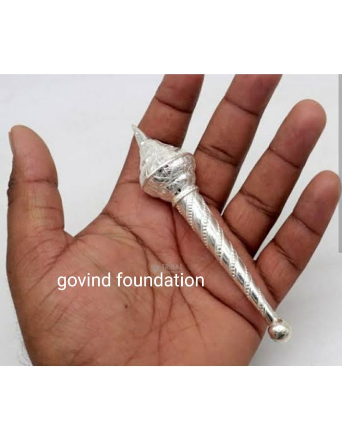 Silver Gada 4 inches Hanuman gada in pure silver