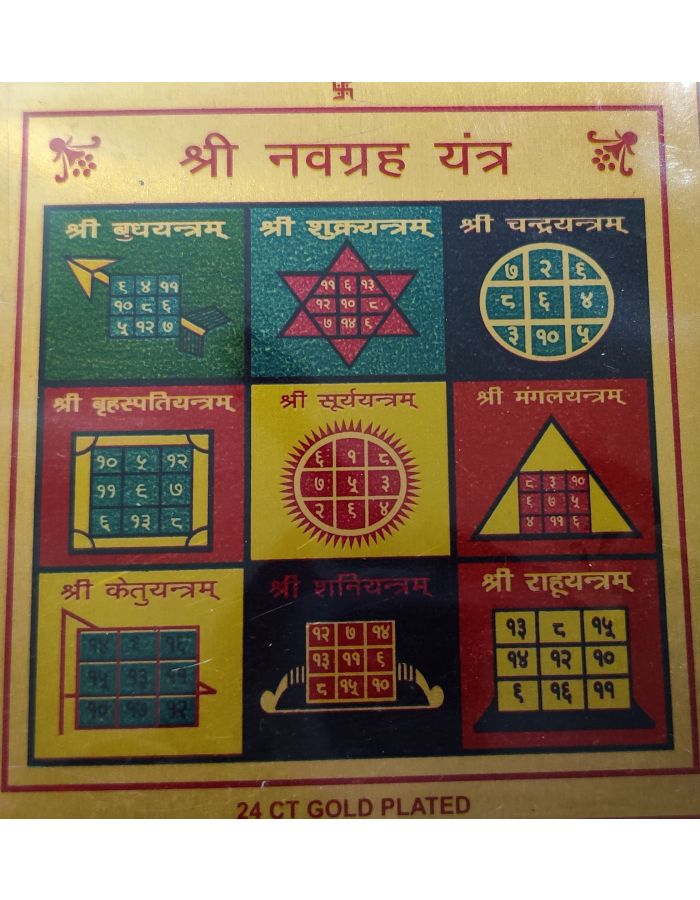 Navgrah yantra gold plated enerziged navgrah Shanti yantra 9 planet yantra