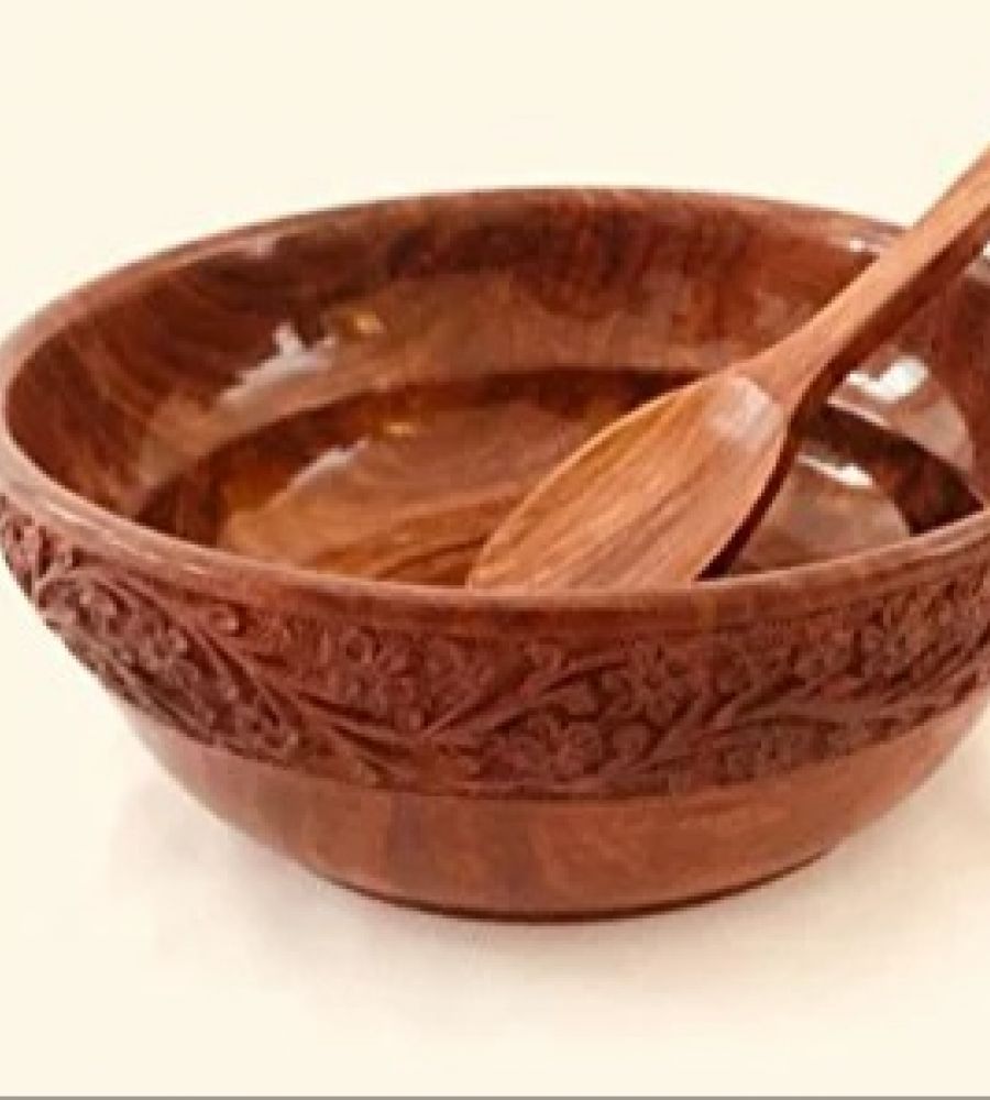 Wooden bowl with spoon
