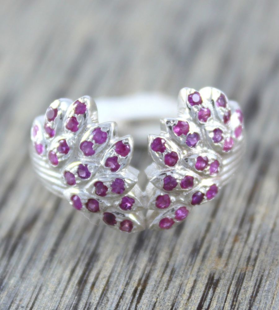 Natural stone silver ring code 14