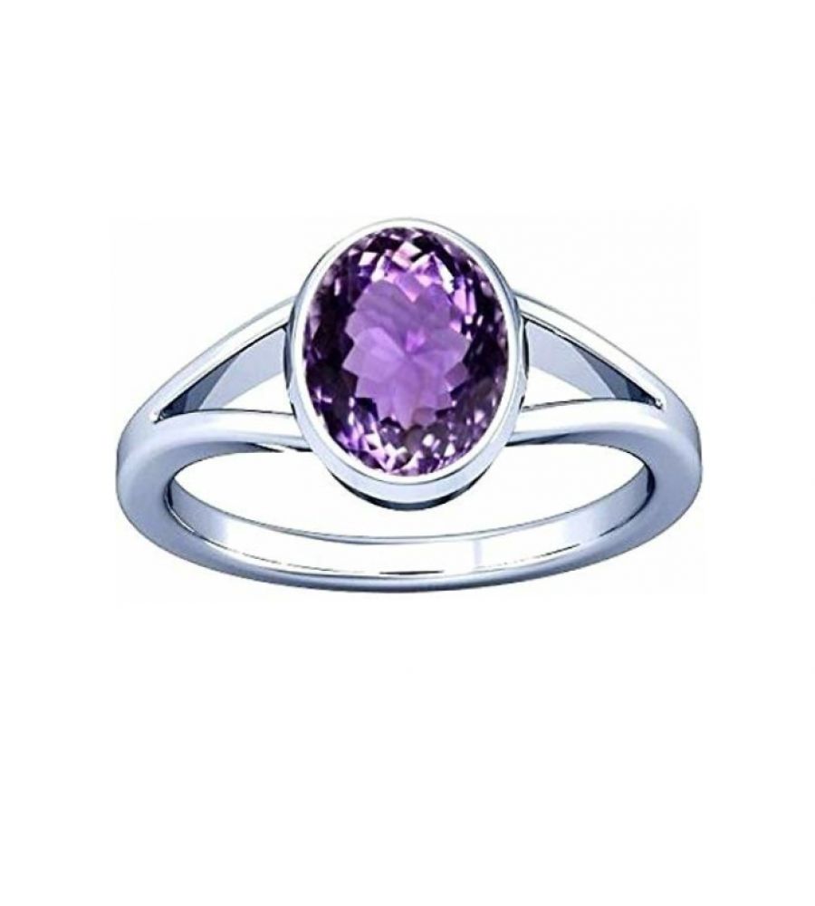 Amethyst stone silver ring