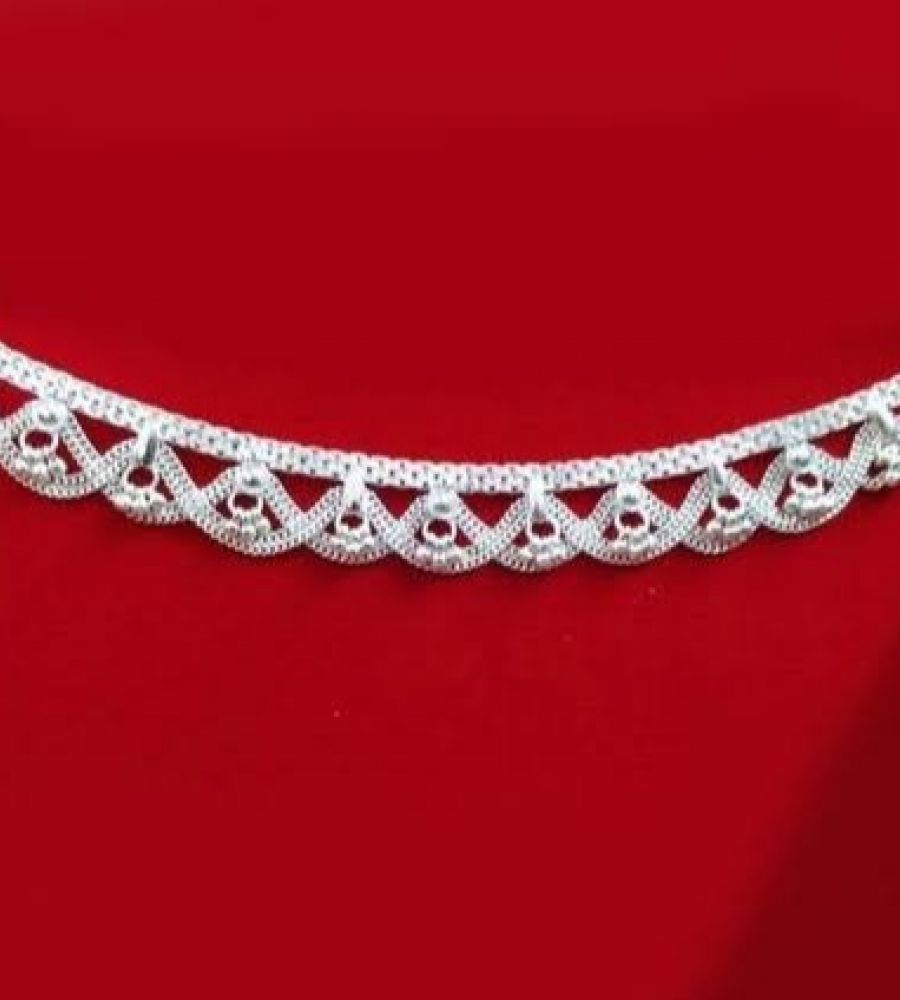Silver Anklet chandi ki payal heavy design pure silver anklet