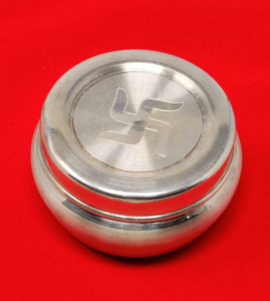 silver box round shape 75gm Chandi ki dibbi