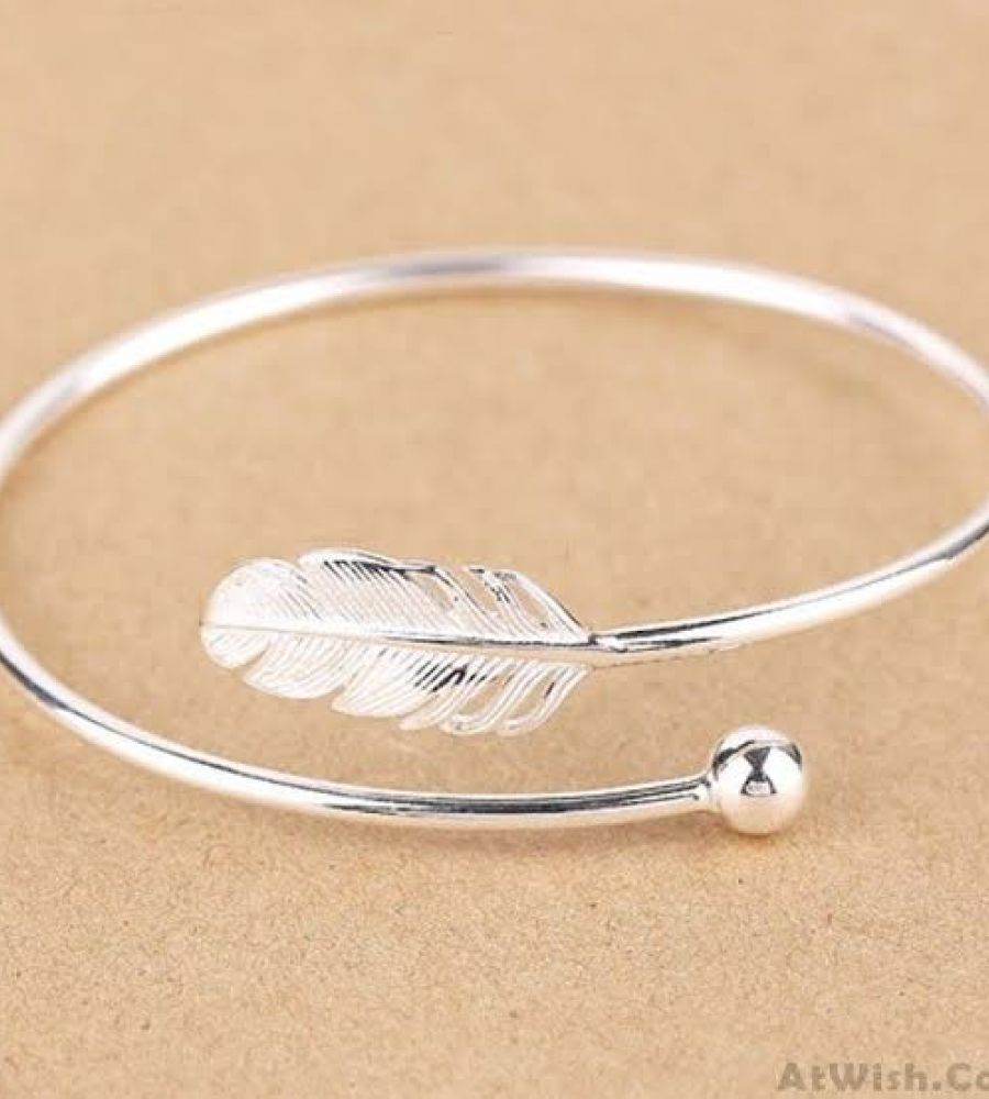 Pure silver bangle leaf design beautiful bangle