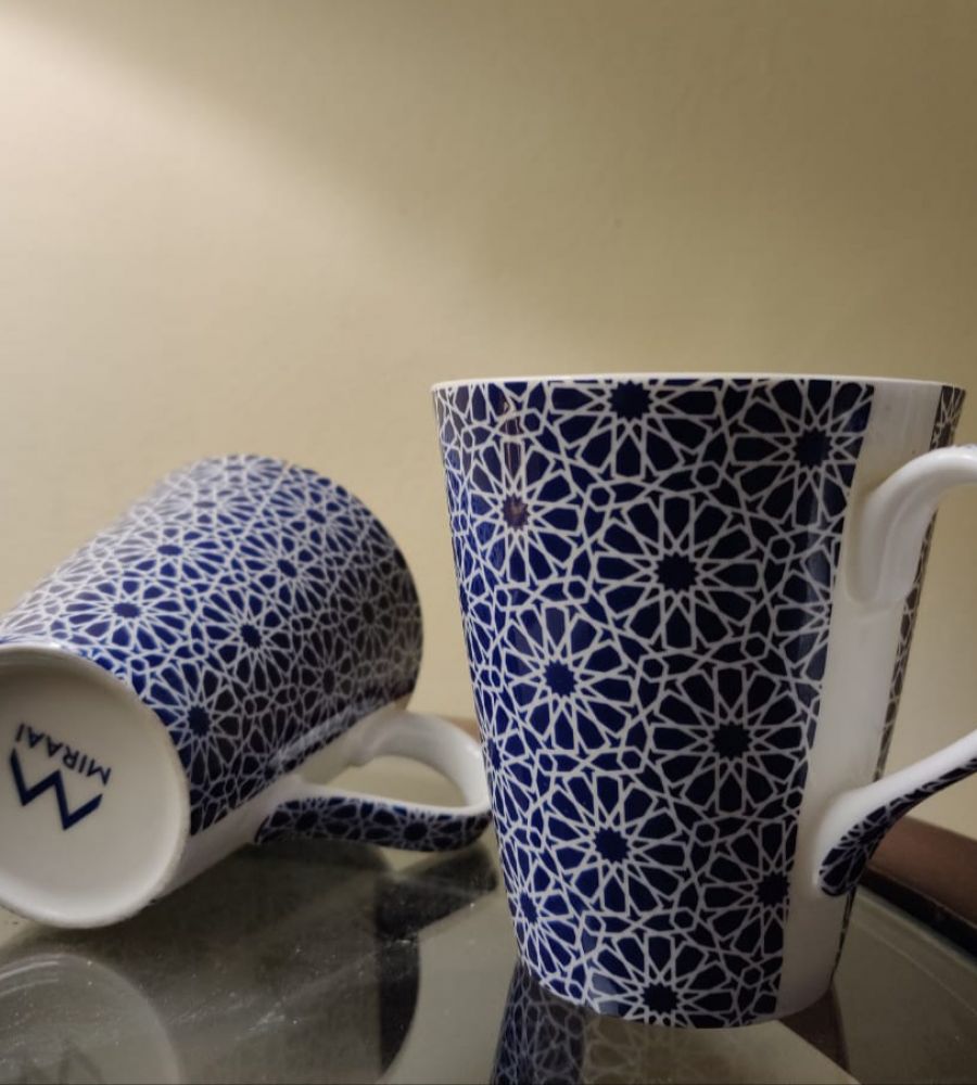 Coffee cup ceramic blue pottery cup set of 2
